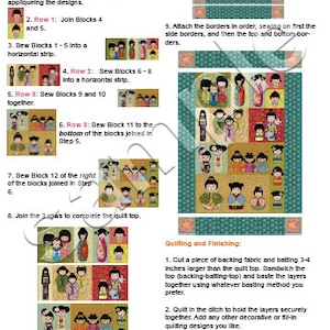 Kokeshi Dolls Applique Quilt Pattern: Japanese Theme (downloadable PDF ...