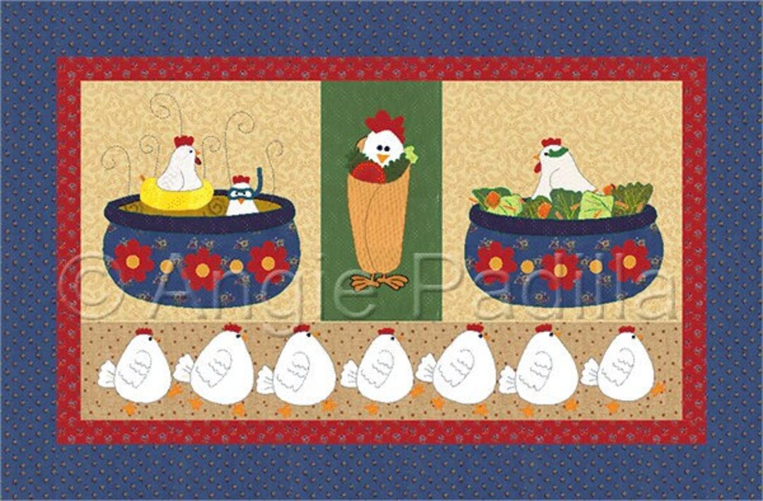 Chicken Recipes Applique Quilt Pattern - Etsy