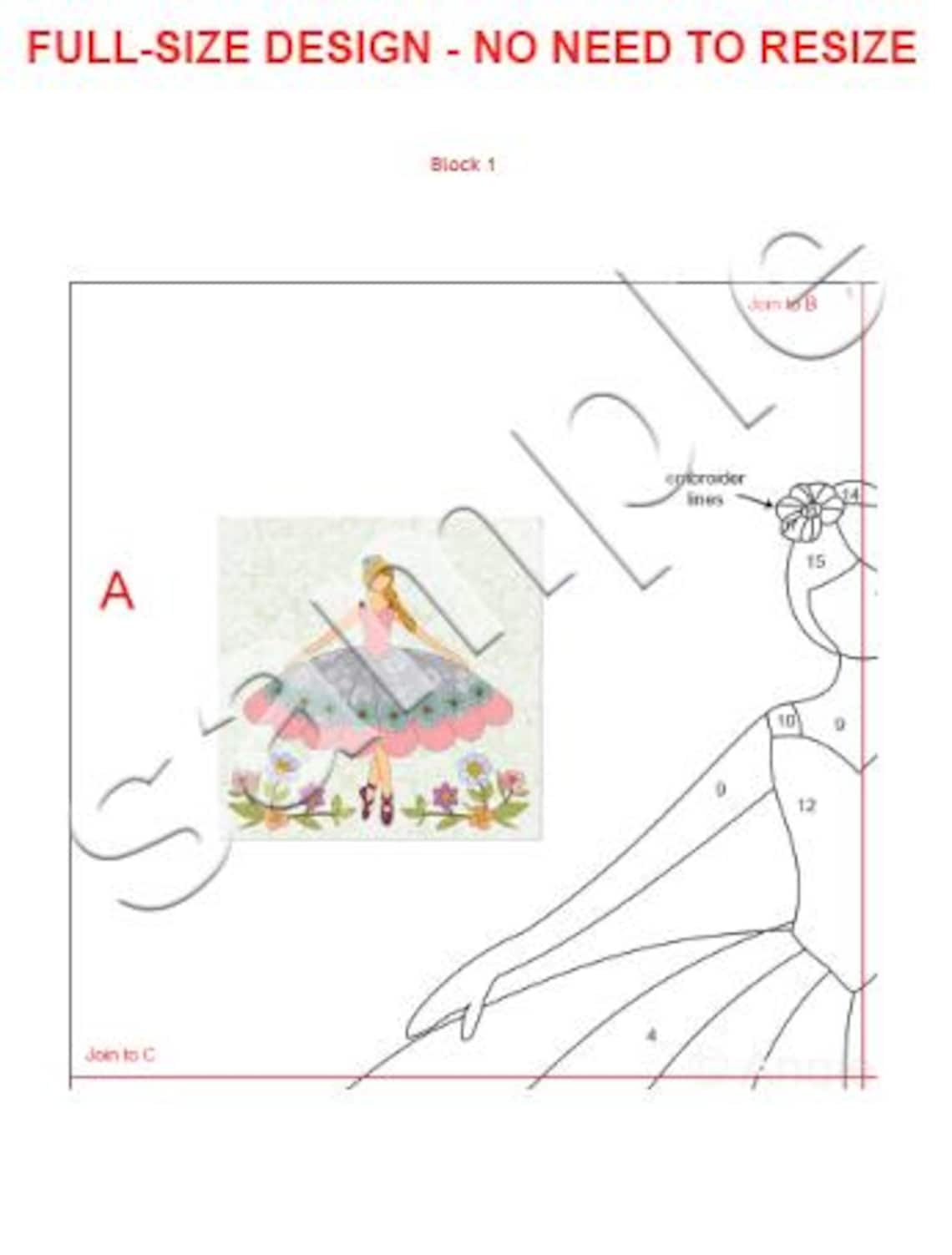 Floral Ballet Applique Quilt Pattern: Ballerina Lap Quilt (digital PDF ...