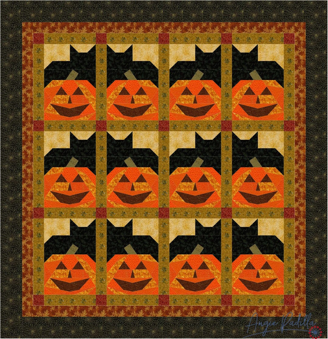 Pumpkin Cats Quilt Pattern: Halloween Lap Quilt (digital PDF) - Etsy