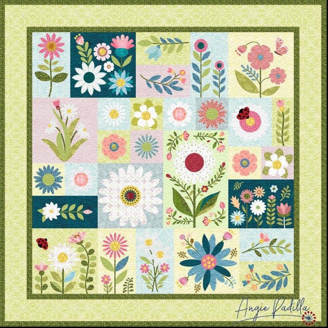 Floral Applique Quilt Pattern: Festival of Flowers Lap Quilt (digital ...
