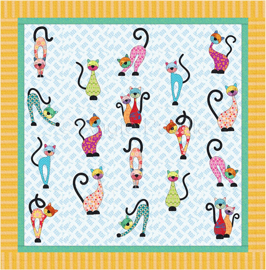 Cattitude | Applique Quilt Pattern | DIGITAL PDF Pattern | Lap Size ...