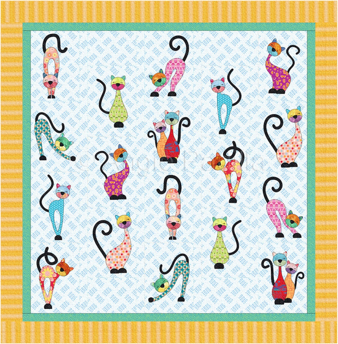 Cattitude | Applique Quilt Pattern | DIGITAL PDF Pattern | Lap Size ...