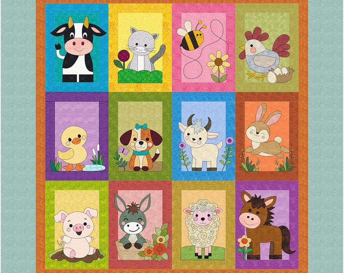 Farm Animals PDF Applique Quilt Block Pattern Set - Etsy Canada