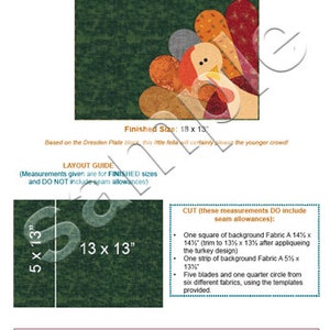 Turkey Placemat Applique Pattern: Fall Thanksgiving Quilt (digital PDF ...