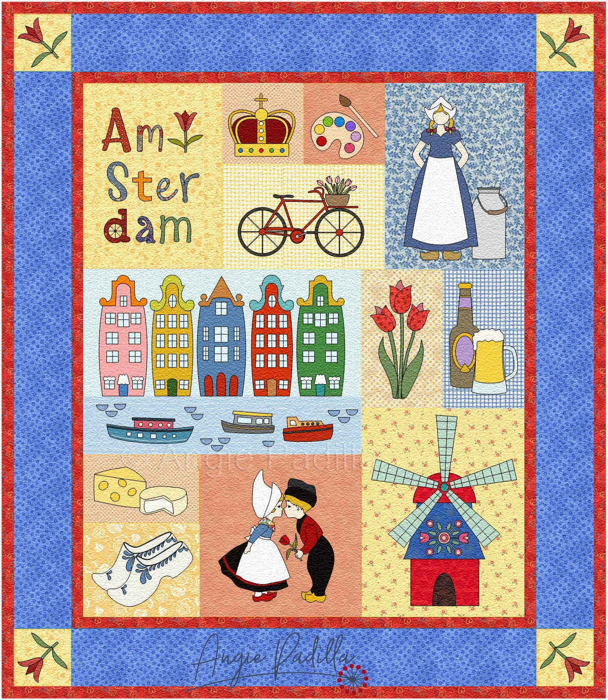 I Love Amsterdam Applique Quilt Pattern Downloadable PDF Pattern travel ...