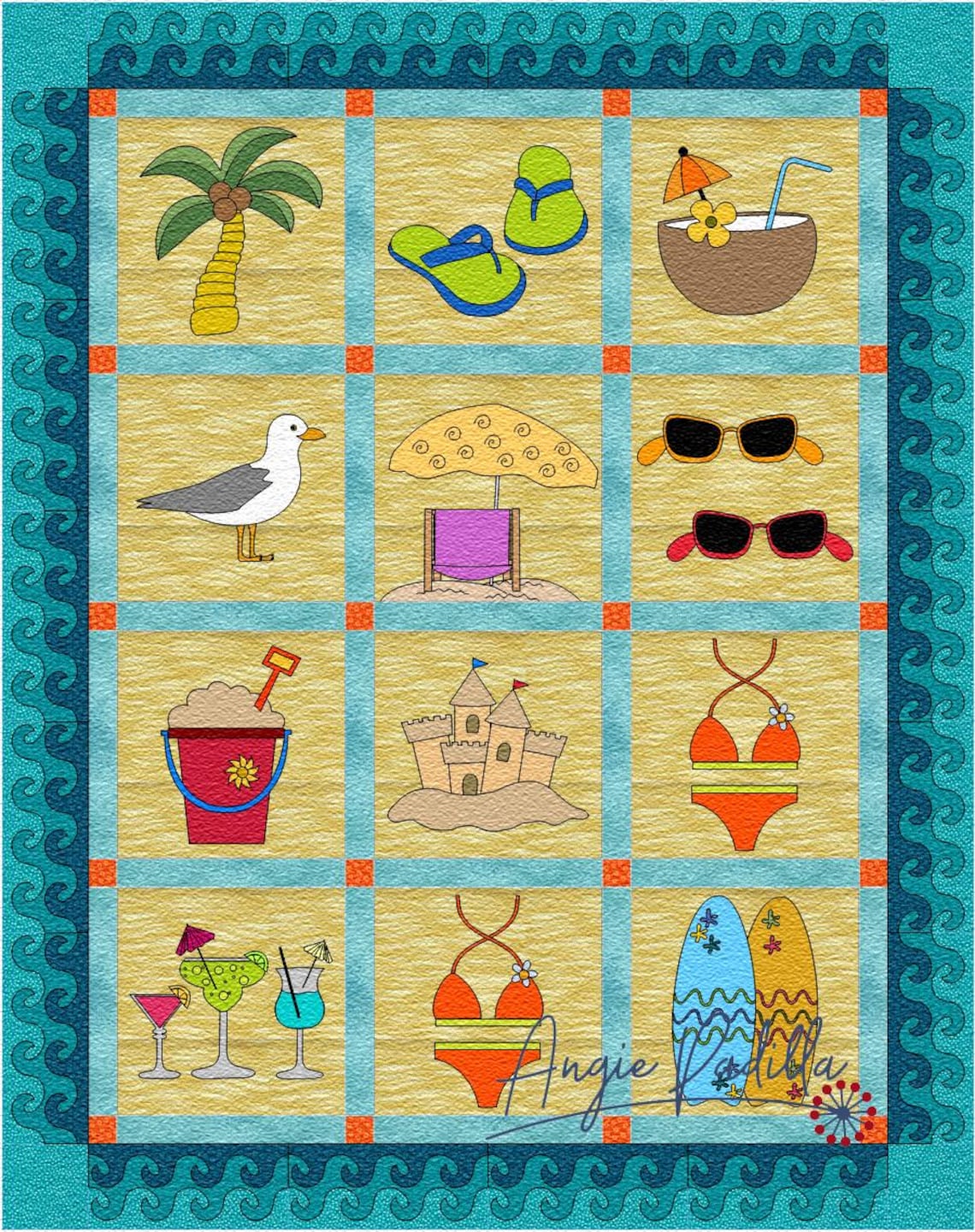 Beach Day Applique Quilt Pattern: Seaside Theme (digital PDF) - Etsy UK