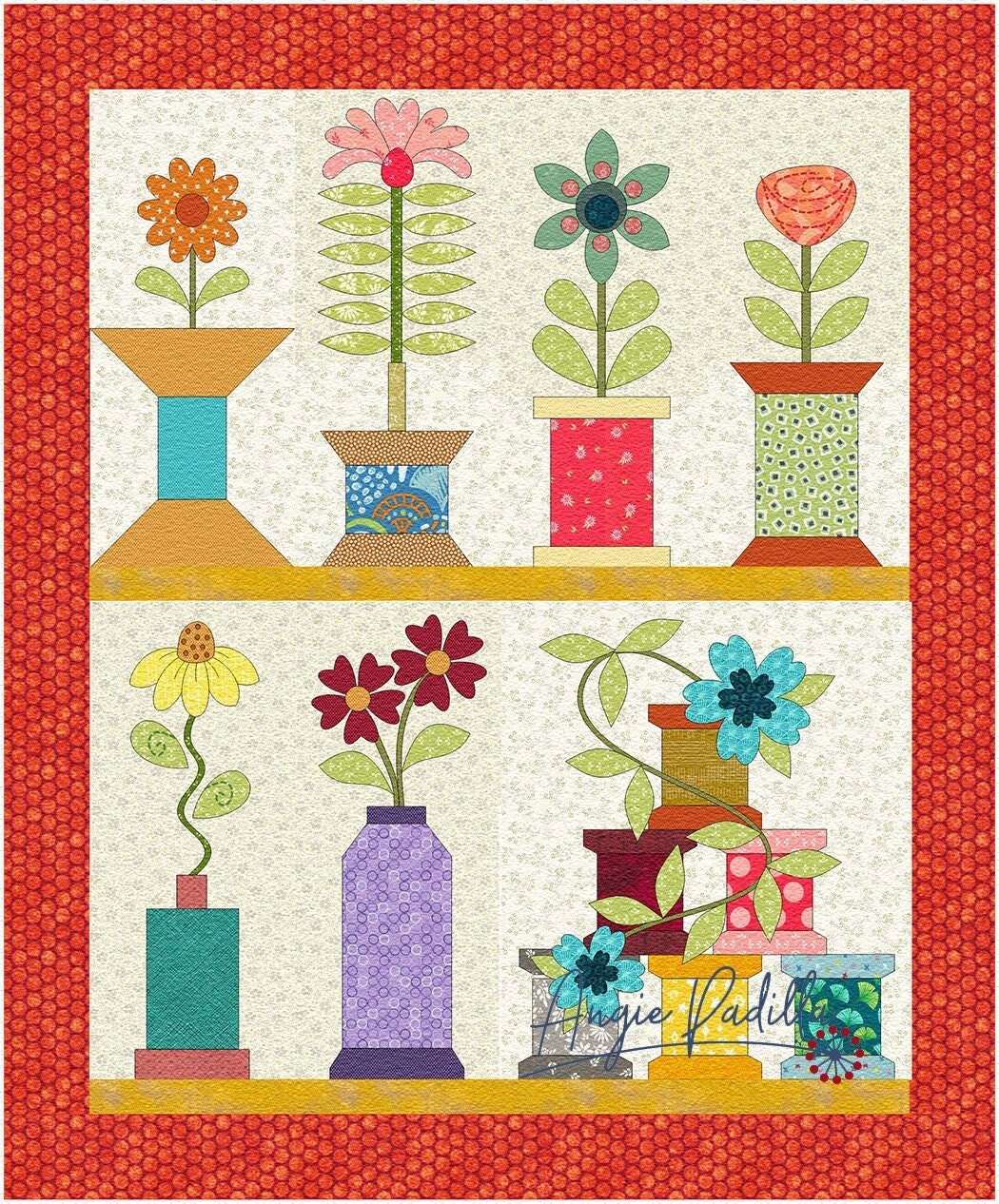 Flower Spools Applique Quilt Pattern: Sewing Theme (digital PDF Pattern ...