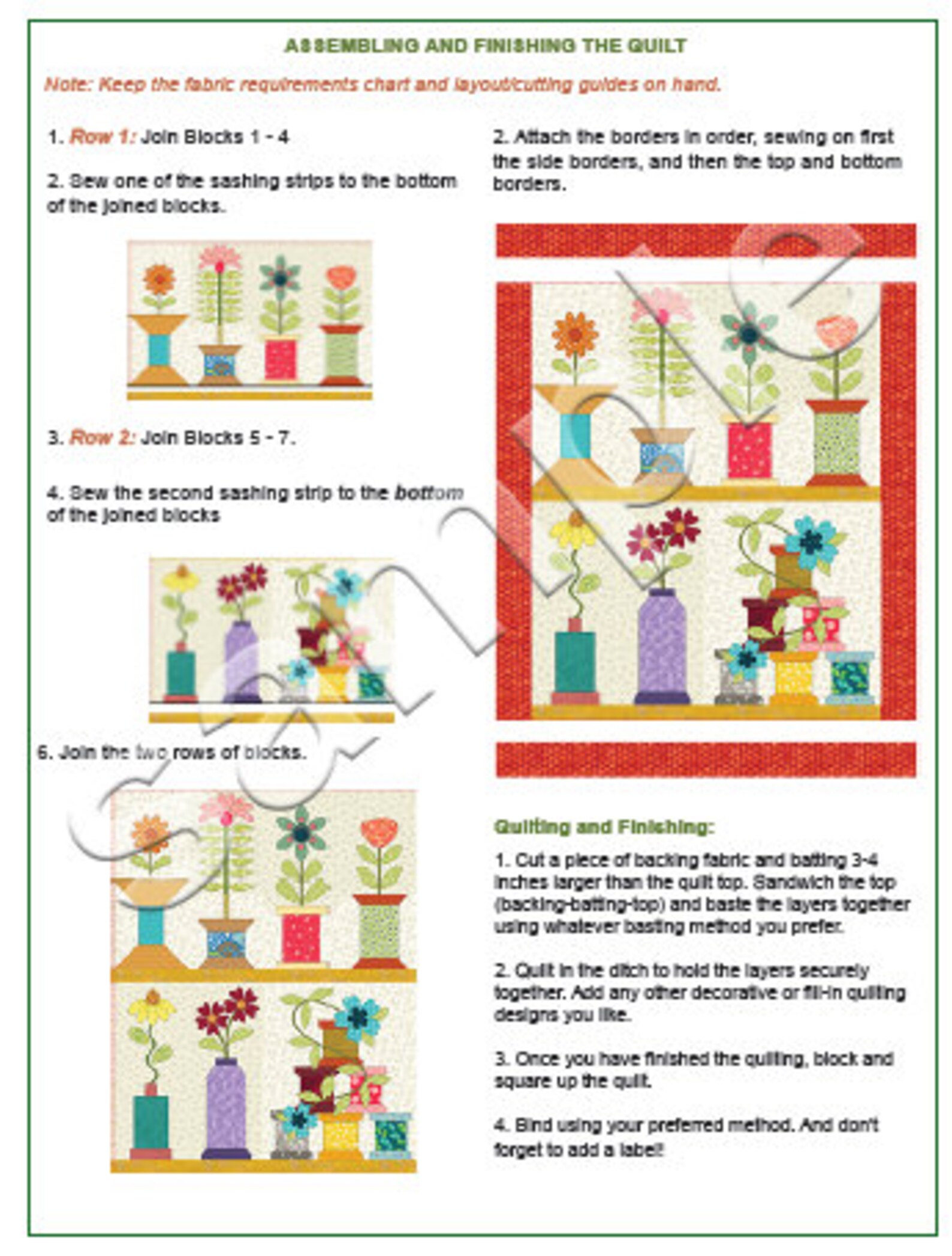 Flower Spools Applique Quilt Pattern: Sewing Theme (digital PDF Pattern ...