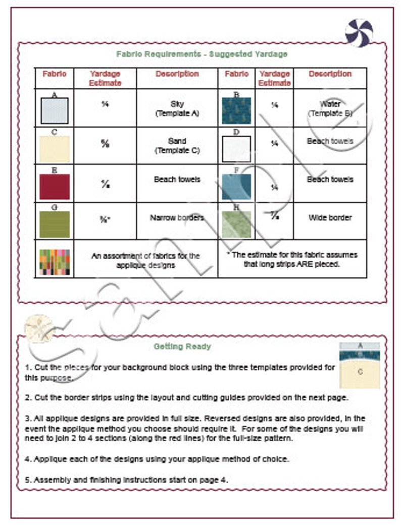 Beachside Belles Applique Quilt Pattern: Seaside Beach Cottage Theme ...