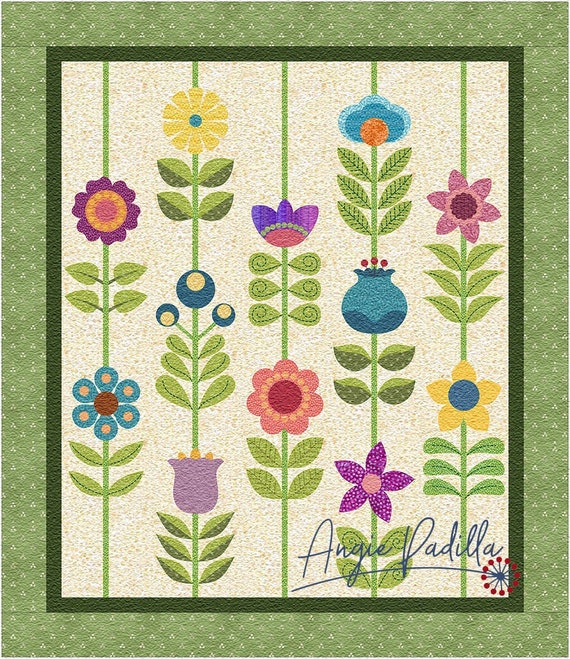 Flowers Folk Art Quilt Pattern Just Flowers Traditional Applique Quilt