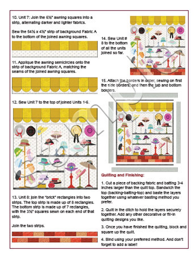 Hat Shop Applique Quilt Pattern: Whimsical Storefront (digital PDF) - Etsy