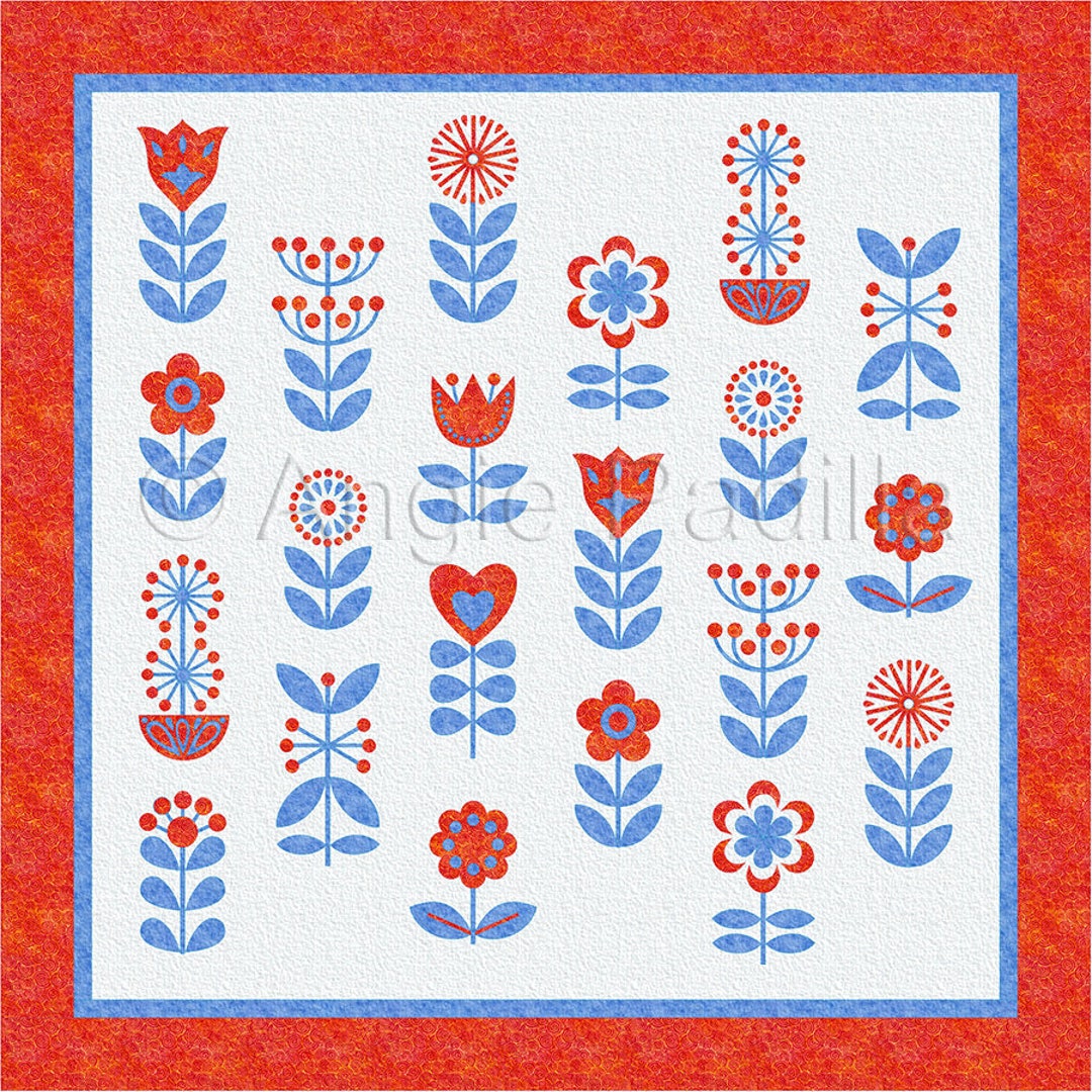 Scandinavian Flowers Quilt Pattern: Modern Applique Design (PDF Pattern ...