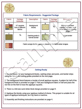 Sand Dollars | Applique Quilt Pattern | Digital PDF Pattern | Seaside ...