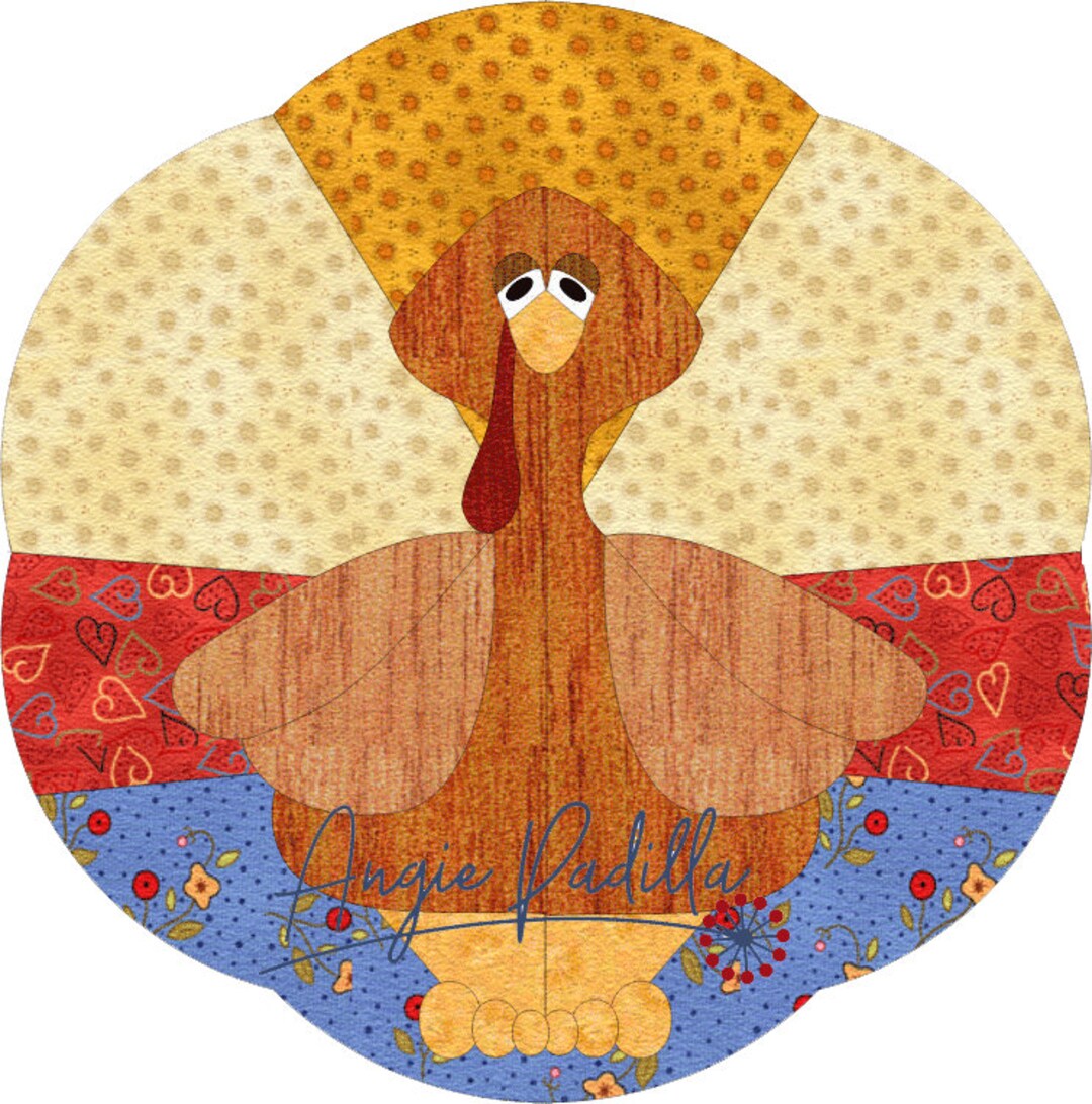 Theo Turkey Applique Quilt Pattern: Fall Thanksgiving Placemat (digital ...