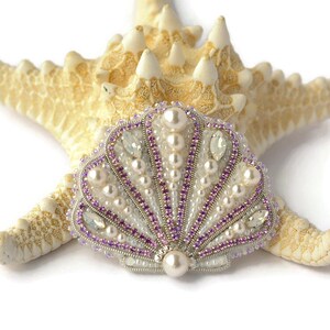 Beading Zoom Class Shell Brooch, Virtual Beading Class, Bead Embroidery and Goldwork Zoom Class ...