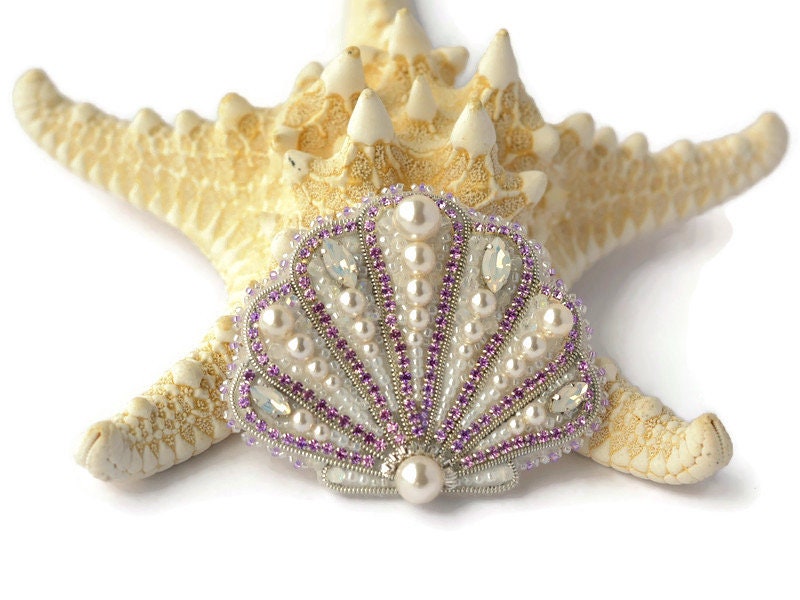 Beading Zoom Class Shell Brooch, Virtual Beading Class, Bead Embroidery ...