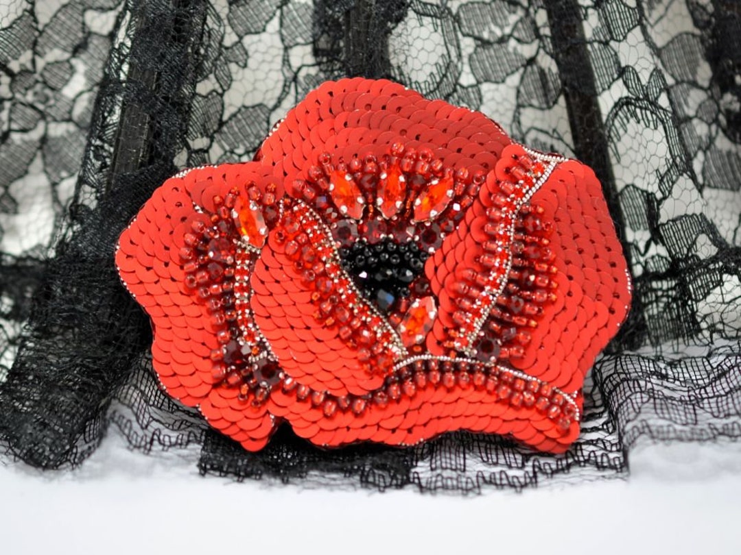 Beading PDF Tutorial With Kit Poppy Flower, Easy Beading Pattern, Bead ...