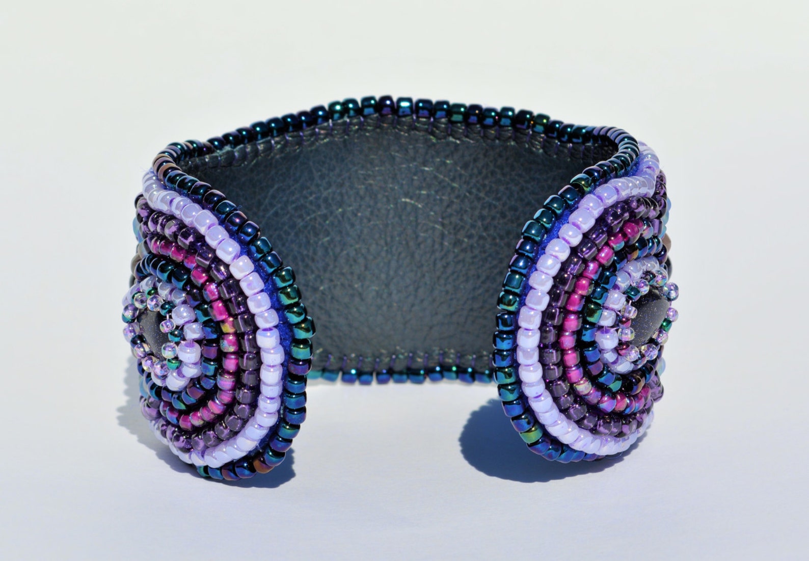 Unique Handmade Bead Embroidered Cuff Bracelet Purple Beaded - Etsy