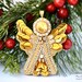 Bead Embroidered Snow Angel Pendant/christmas Ornament Gold - Etsy