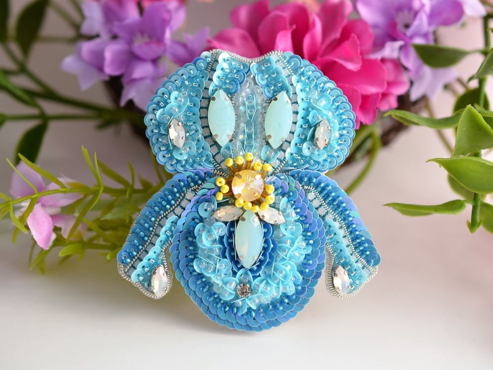 Iris Flower Beading Kit + PDF Tutorial – Handmade Bead Embroidery ...