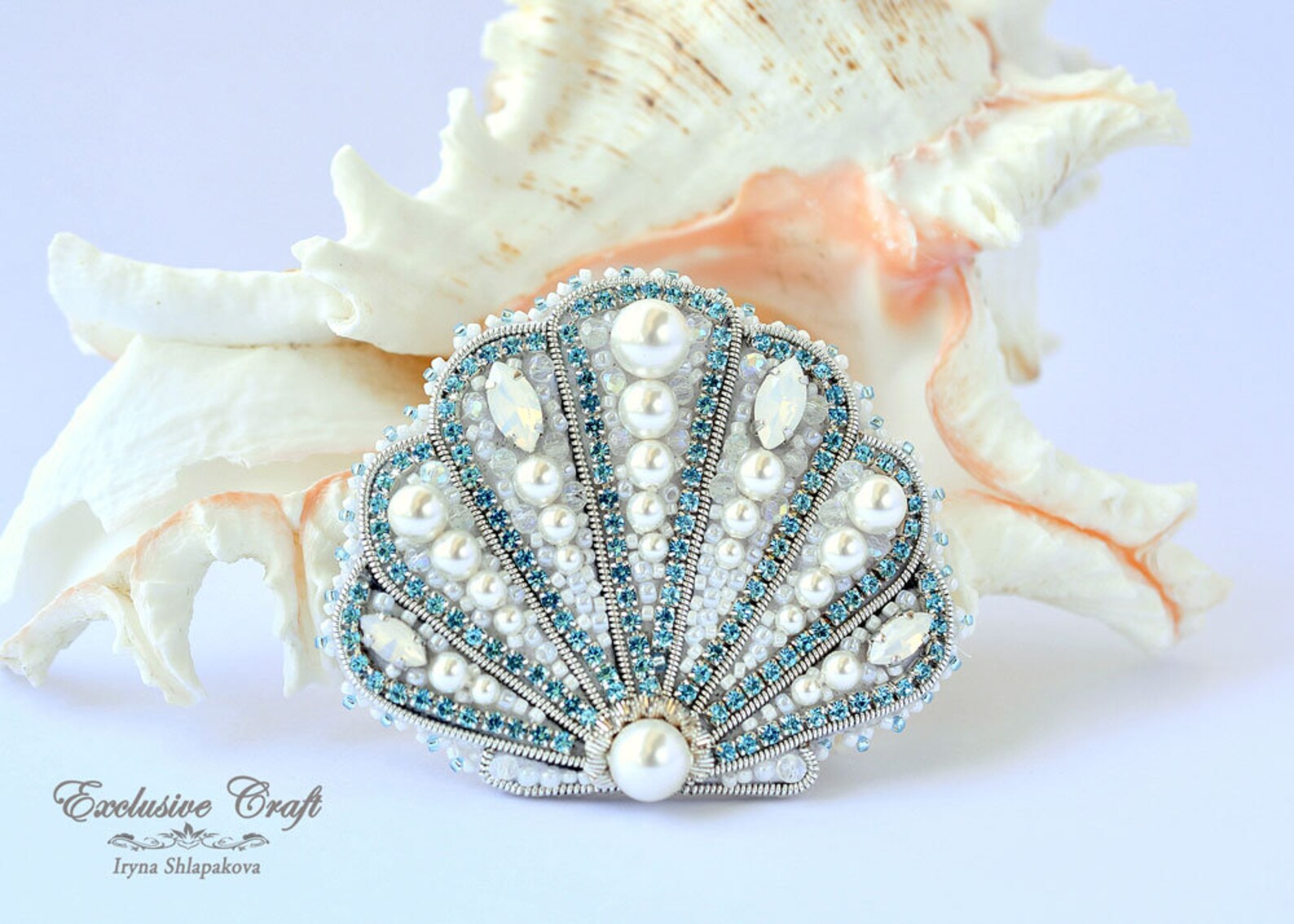 Beading Zoom Class Shell Brooch, Virtual Beading Class, Bead Embroidery ...