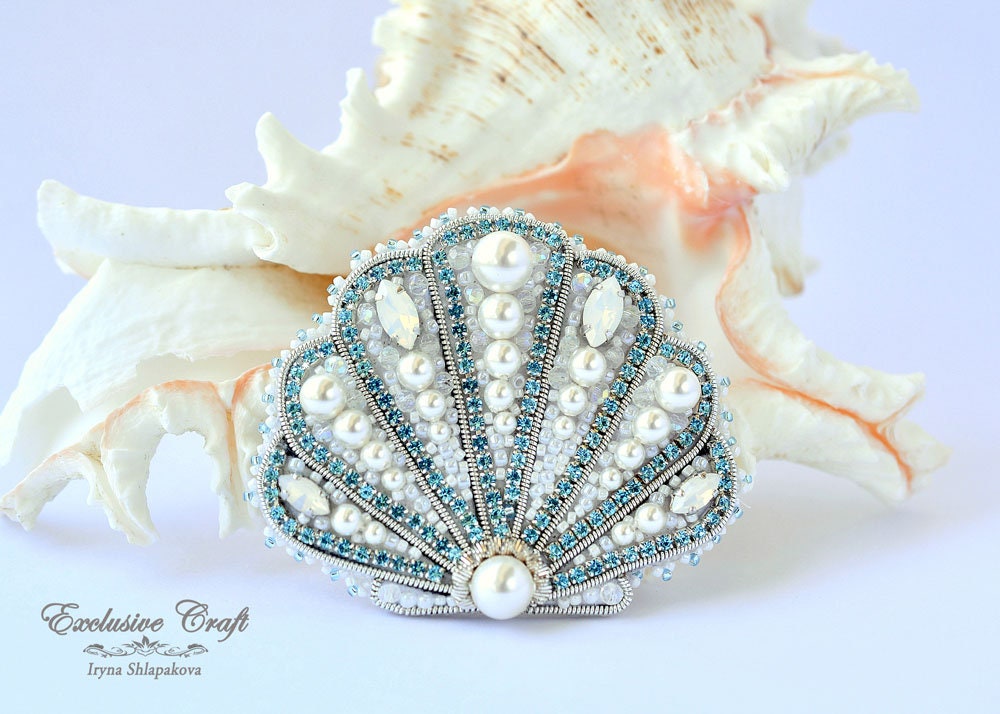 Beading Zoom Class Shell Brooch, Virtual Beading Class, Bead Embroidery and Goldwork Zoom Class ...