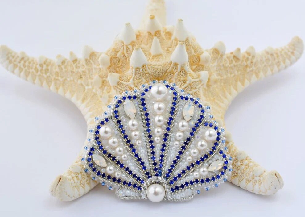 Beading Zoom Class Shell Brooch, Virtual Beading Class, Bead Embroidery and Goldwork Zoom Class ...
