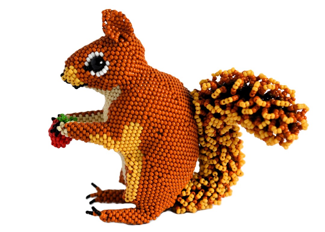 Beaded Squirrel Figurine Handmade – Woodland Animal Decor With ...