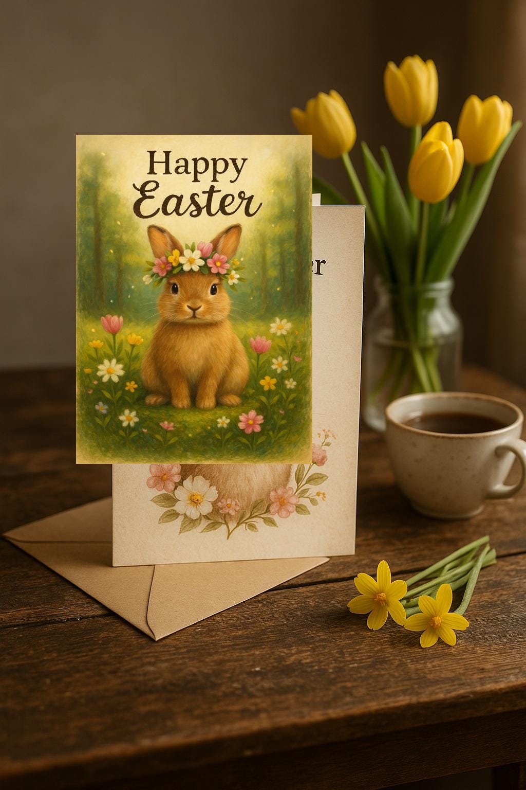 Happy Easter Bunny Card Printable – 5x7 Instant Download | Cute ...