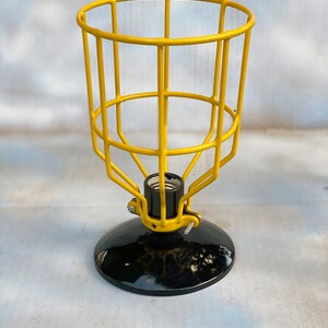 YELLOW Wire Bulb Cage Light Flush Mount Black Canopy Socket, Industrial ...
