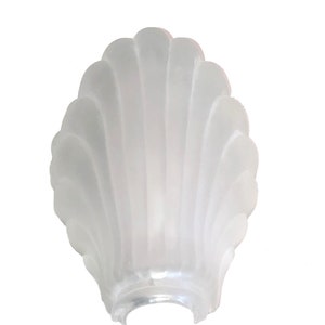New Old Stock Clear Frosted Clam Shell Desk Lamp Fixture Shade Art Deco ...