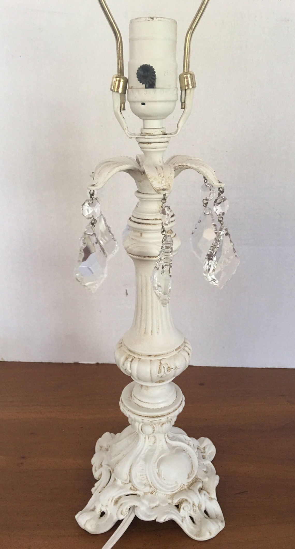 NEW Shabby Chic vintage style Table Lamp with Crytals Cream | Etsy