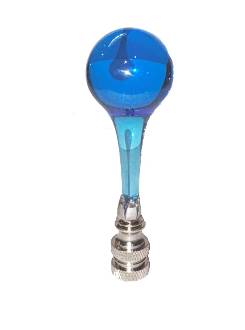 RARE 3-1/4" Vintage AQUA TURQUOISE Murano Fat Ball Teardrop Lamp Finial ...