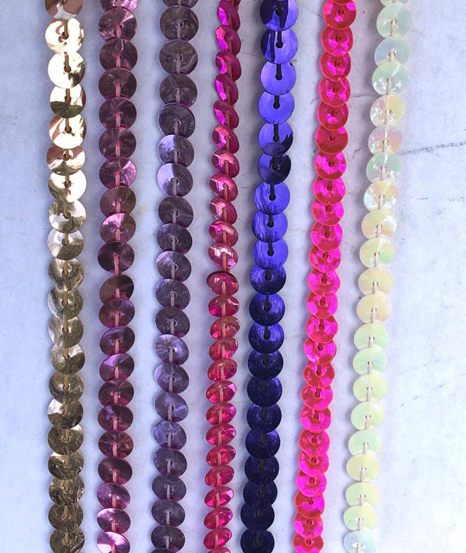 1 Yard of Single Strand Metallic Sequin Trim 1/4 Wide in | Etsy