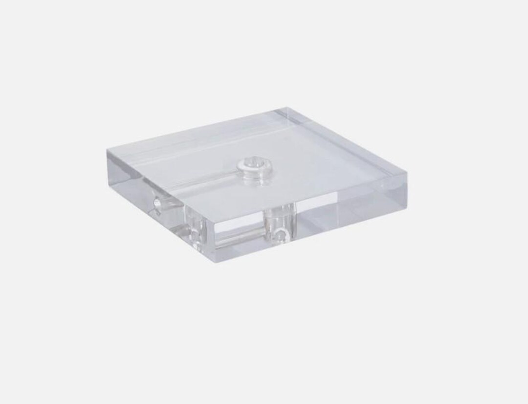 Acrylic Lamp Base - Large 5-3/4" Square Clear Polished Acrylic Base W ...