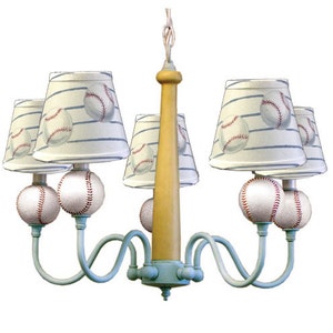 Baseball "homerun" 5 Light Chandelier Perfect for Boys Bedroom, Nursery ...