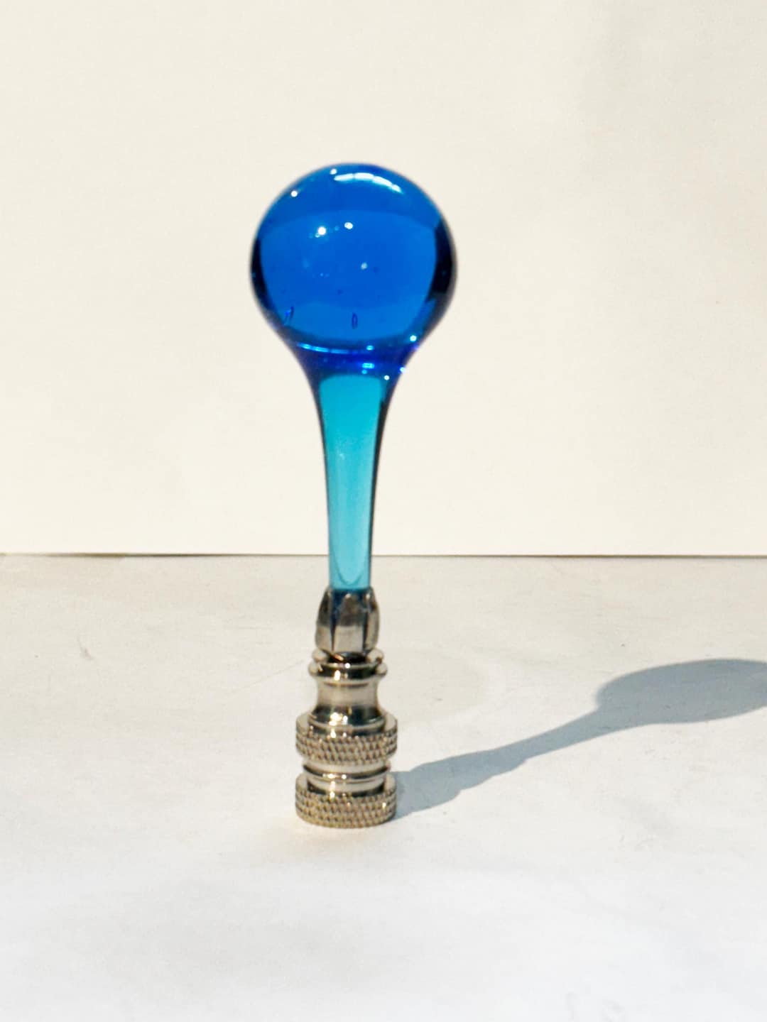 RARE 3-1/4" Vintage AQUA TURQUOISE Murano Fat Ball Teardrop Lamp Finial ...