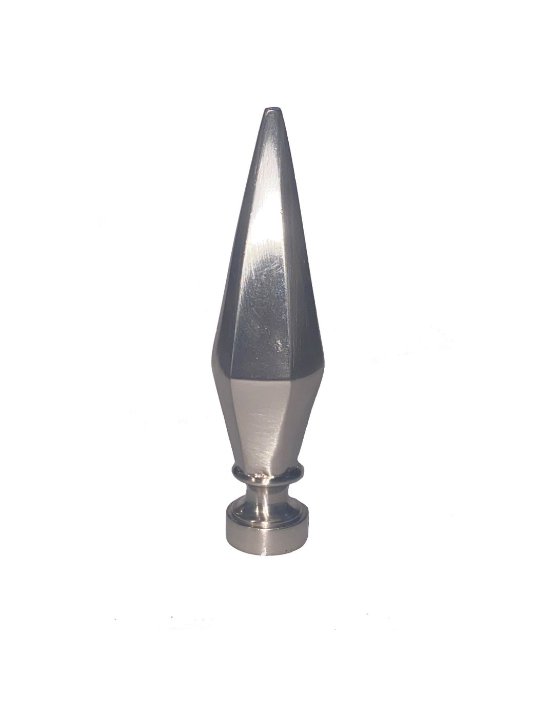 Pair of Finials- 4-3/4" Tall Cast Metal Satin Nickel Finish Modern ...
