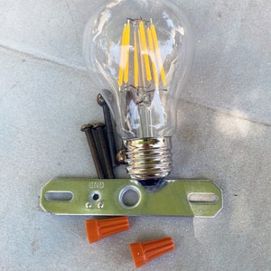 YELLOW Wire Bulb Cage Light Flush Mount Black Canopy Socket, Industrial ...