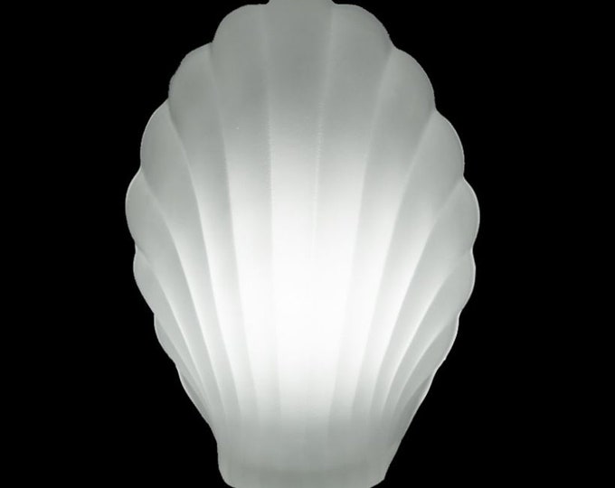 New Old Stock Clear Frosted Clam Shell Desk Lamp Fixture Shade Art Deco ...