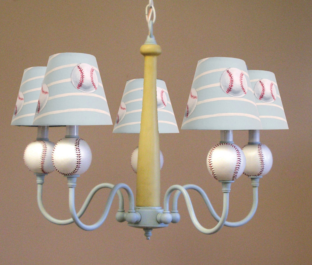 Baseball "homerun" 5 Light Chandelier Perfect for Boys Bedroom, Nursery ...