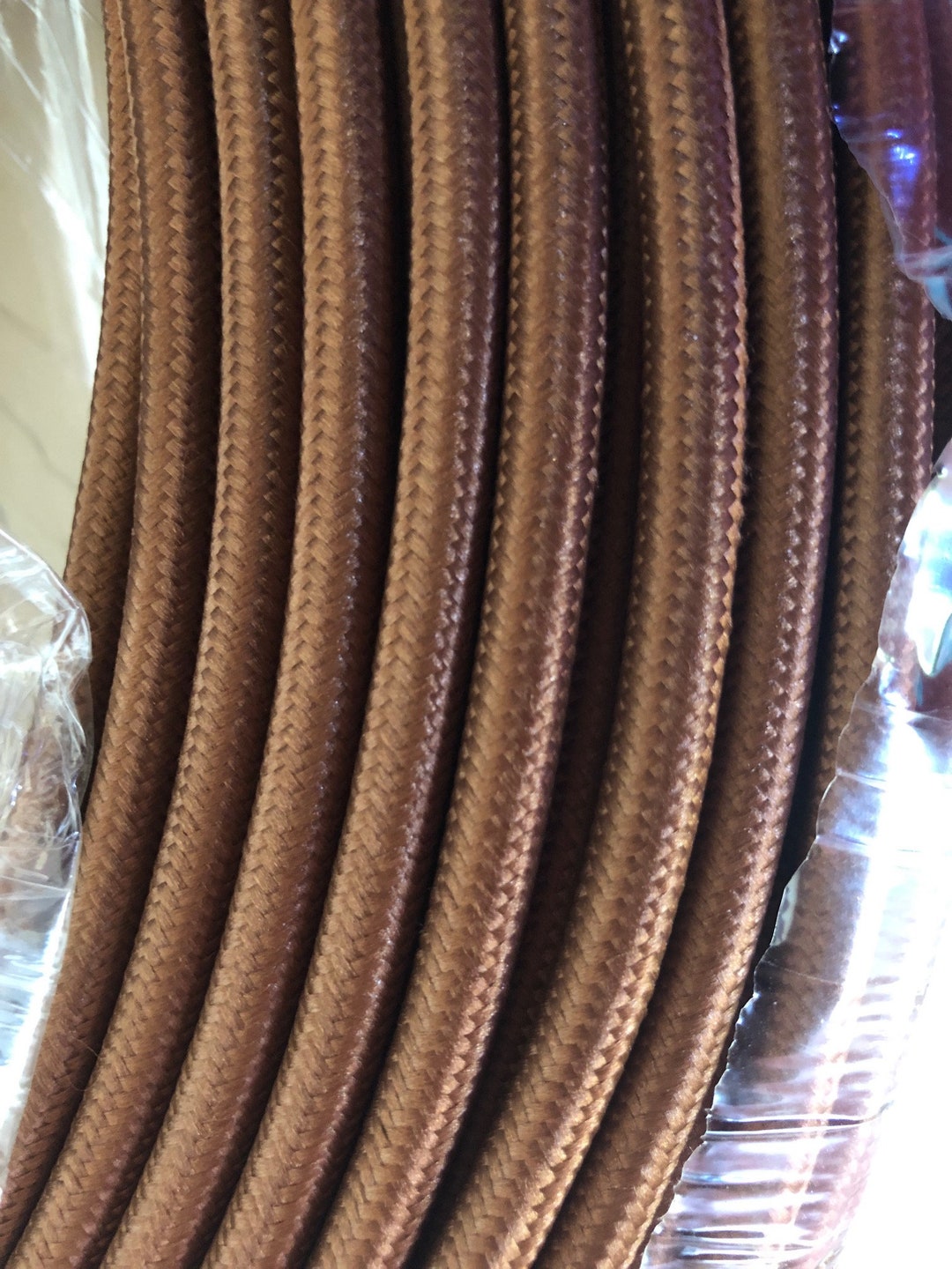 Brown Cloth Covered Electrical Wire - Braided Fabric Wire 18/2 AWG ...