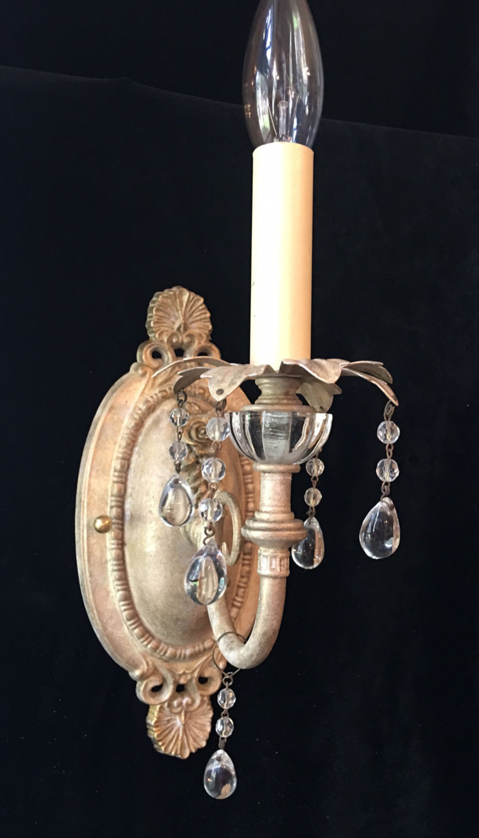Made to Order Electric Wall Light Sconce Shabby Chic With Crystal Drops ...