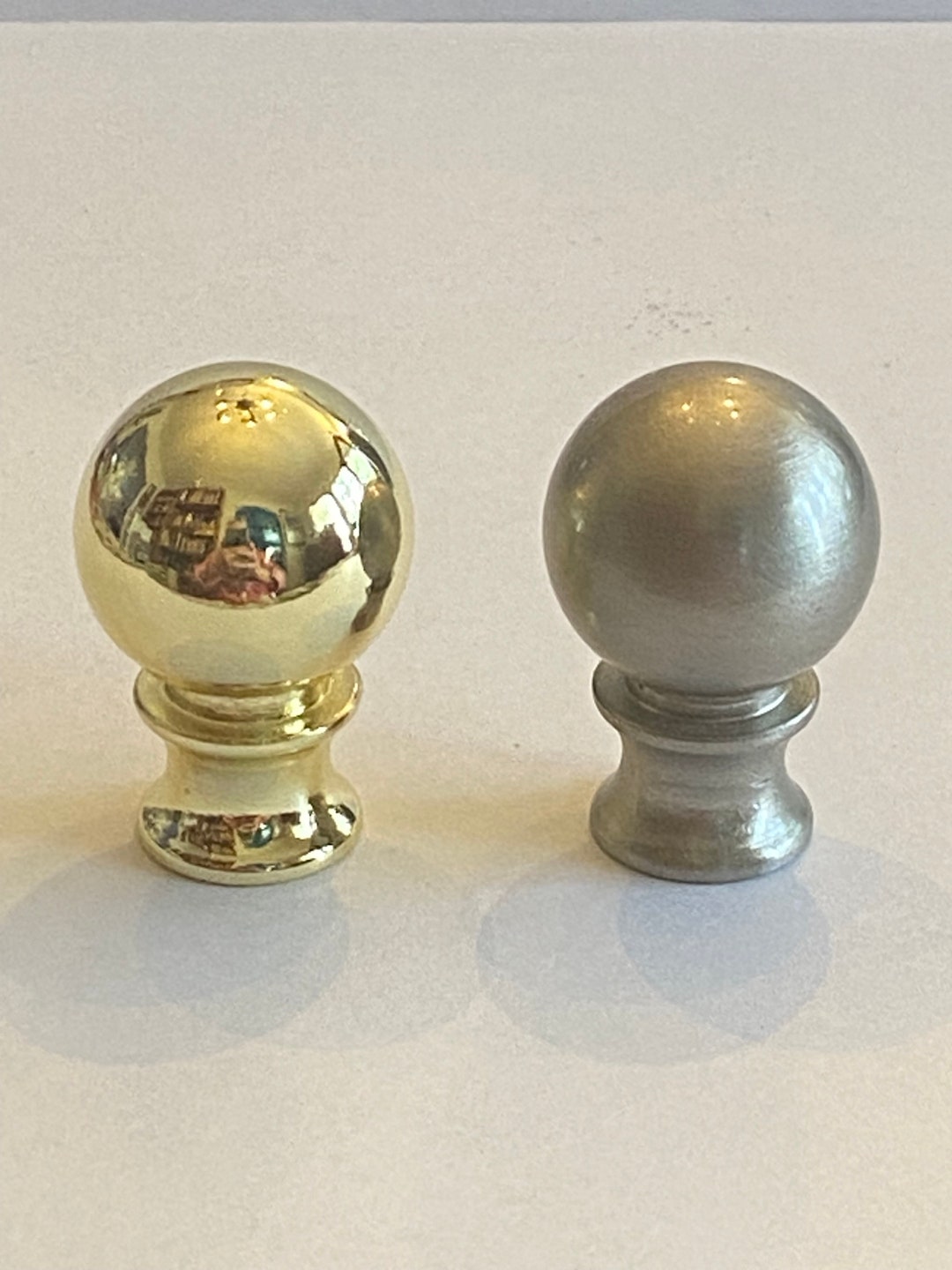 New: PAIR OF Modern Art Deco Round Finial in Brass or Nickel Finish ...