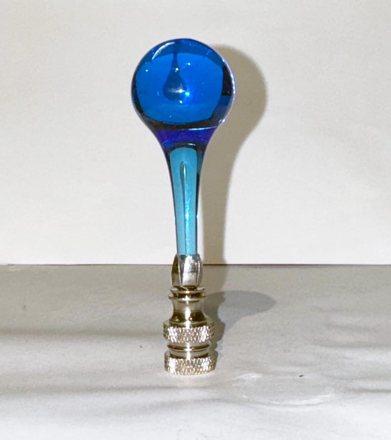 RARE 3-1/4" Vintage AQUA TURQUOISE Murano Fat Ball Teardrop Lamp Finial ...