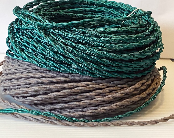 Wire by the Foot Cloth Lamp Wire Fabric Covered Cord Round and Vintage ...