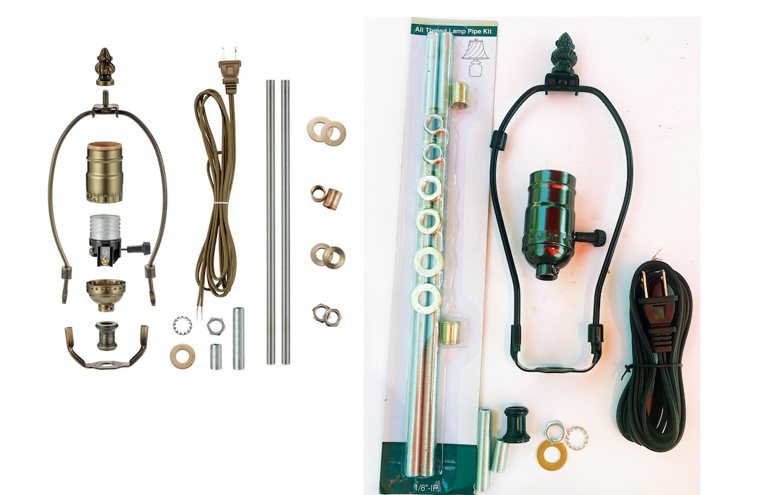 New DIY Black or Antique Brass Make-a-lamp Kit All Parts & Instructions ...