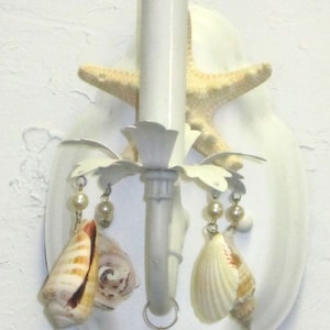 Beach Cottage Seashell Wall Sconce Shabby Shell Sconce Light Custom ...