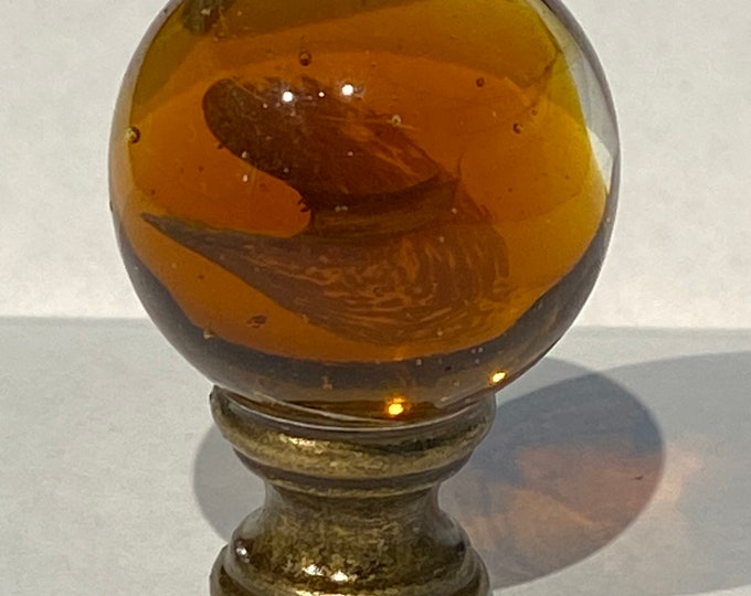 New: Modern Art Deco Round Amber Glass Lamp Finial 1-3/4" Tall, Antique ...
